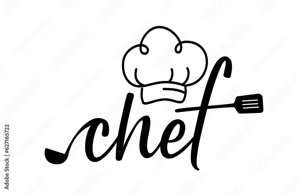 Vetor de Chef vector logo. Design for food poster, flyer, banner, menu ...