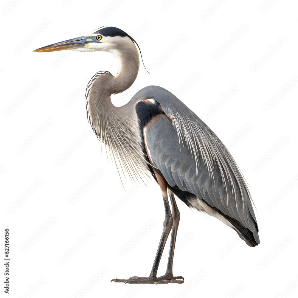 Great Blue Heron, wild bird, bird watching, realistic illustration ...