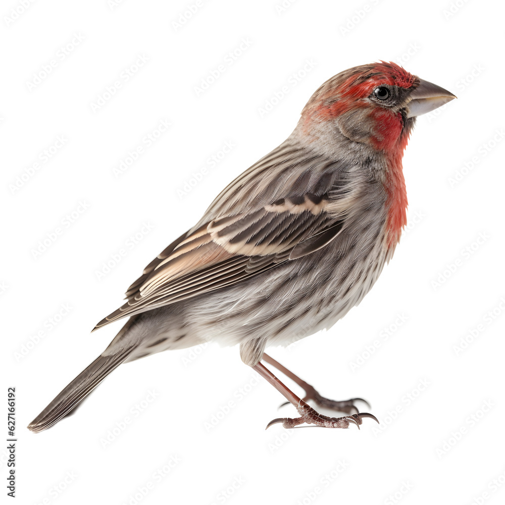 House Finch, wild bird, bird watching, realistic illustration, side ...