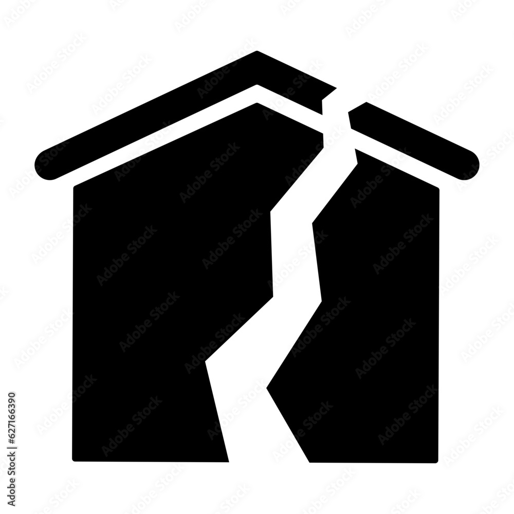 Black single damage house icon, simple broken family relationship flat ...