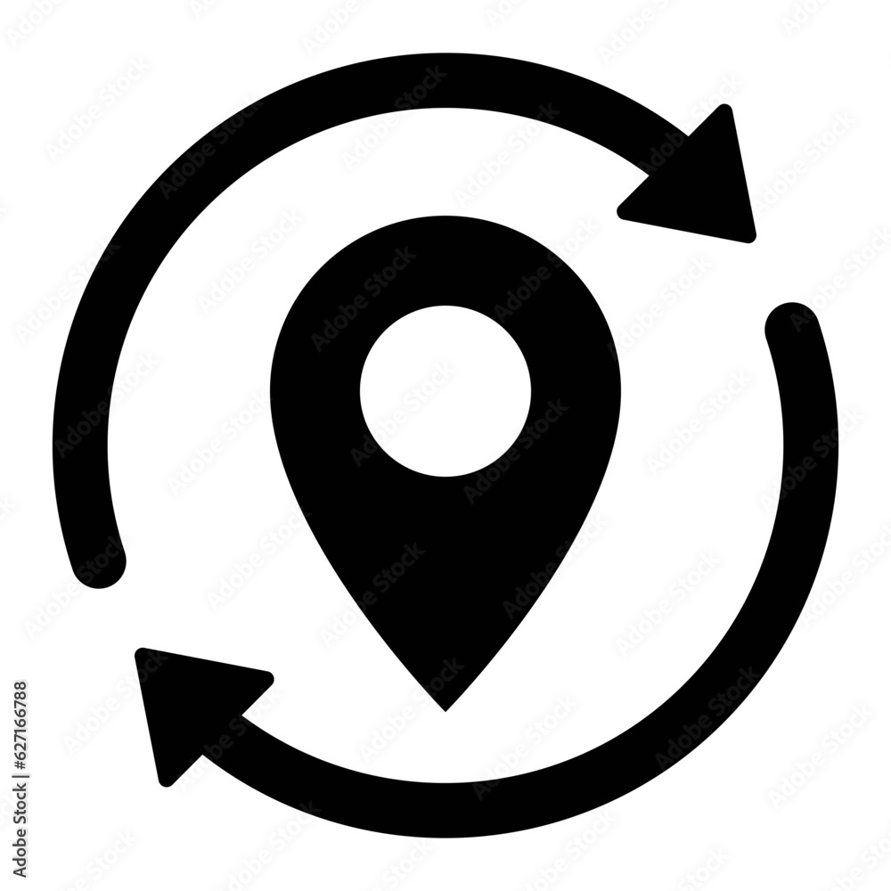 Black round update position mark icon, simple tracking state flat ...