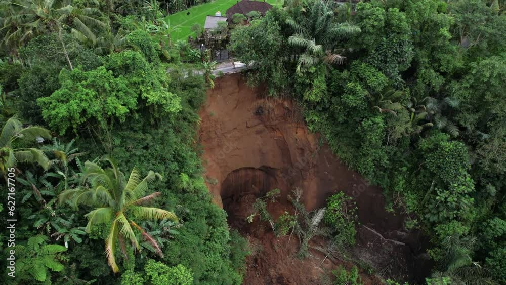 Dangerous slope has collapsed and unstable ground is prone to continue ...