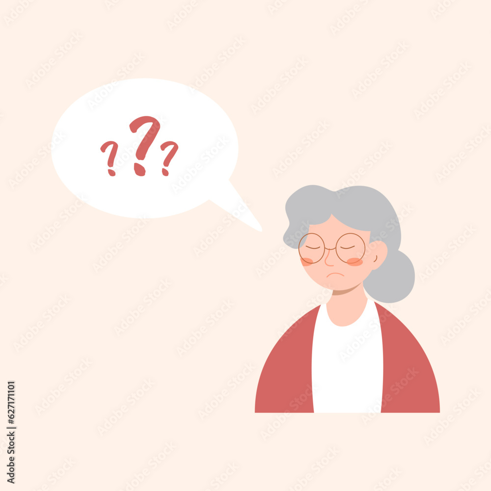 Old Pensive Grandmother Character Trying to Remember smth. Senior ...