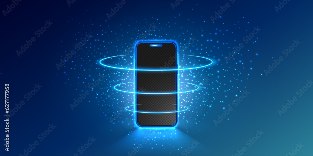 Smartphone light screen with starlight effect, technology mobile ...