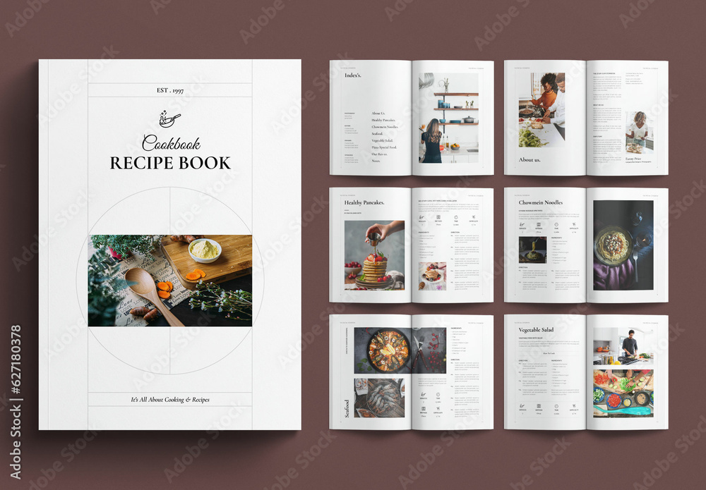 Cookbook Recipe Book Template Brochure Layout Stock 템플릿 | Adobe Stock