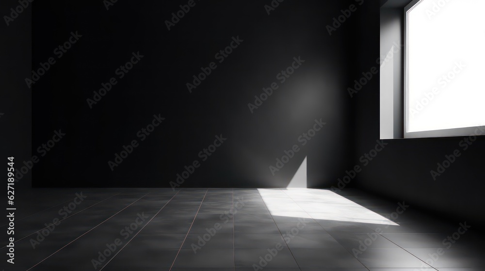 Black wall and smooth floor with beautiful window shadow light Stock ...