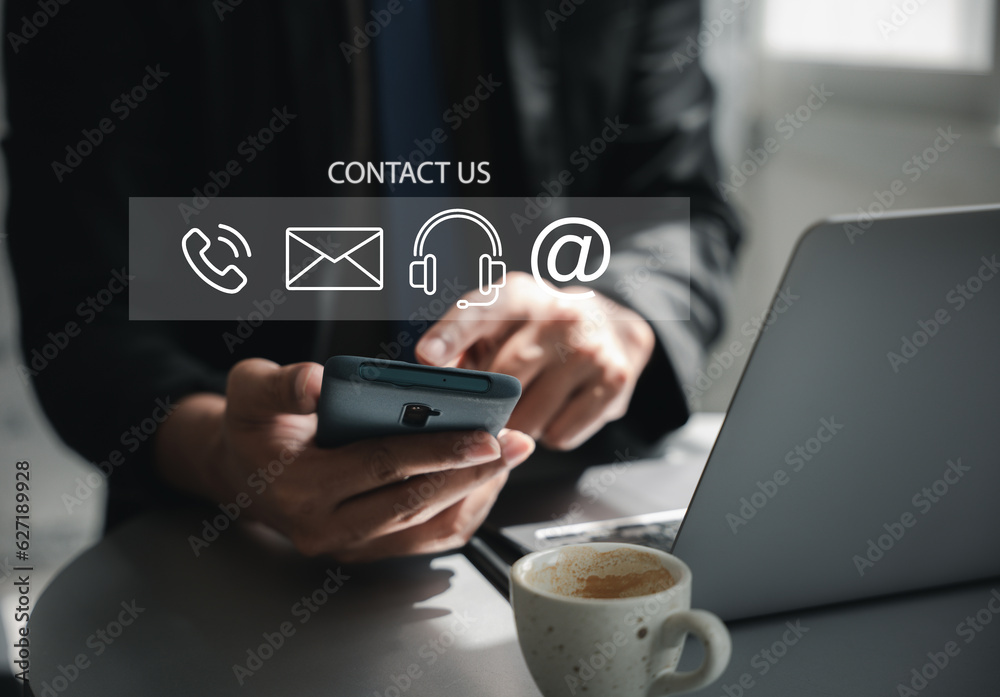 A website contact us page concept featuring customer support hotline ...