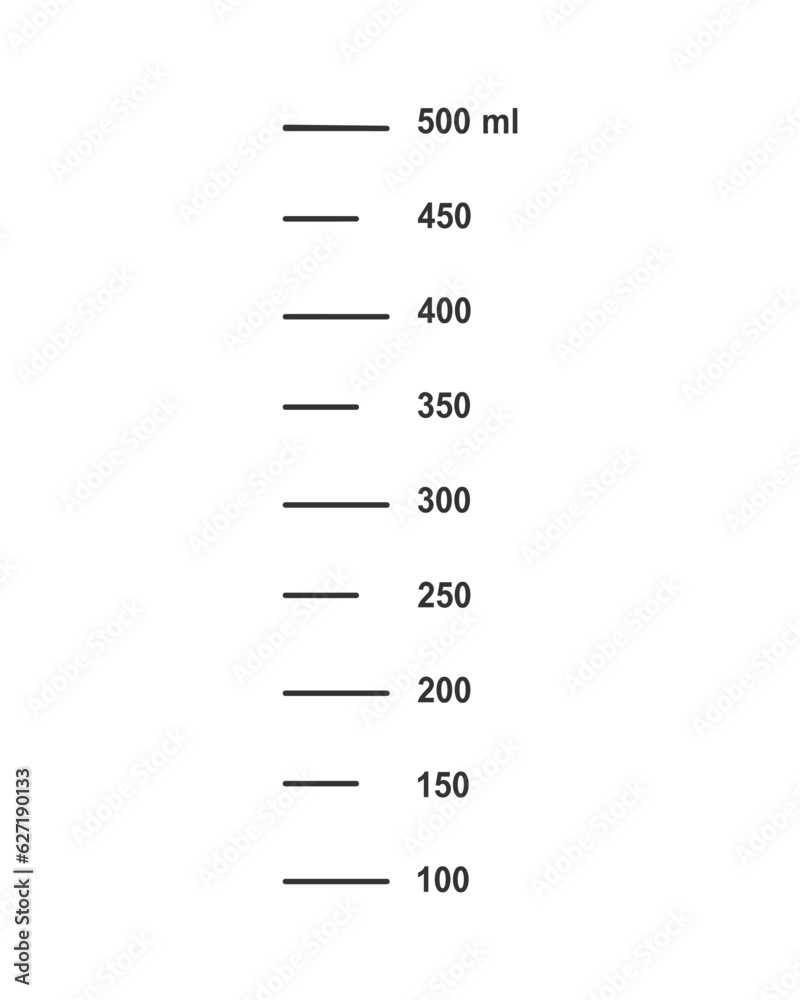 Graphic scale with 500 ml liquid volume for measuring cooking cups or ...