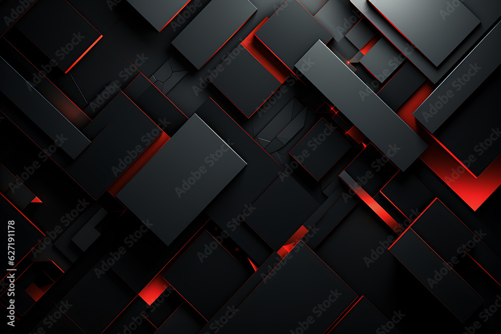 Futuristic Techscape: Abstract red and Black Background with Flat ...