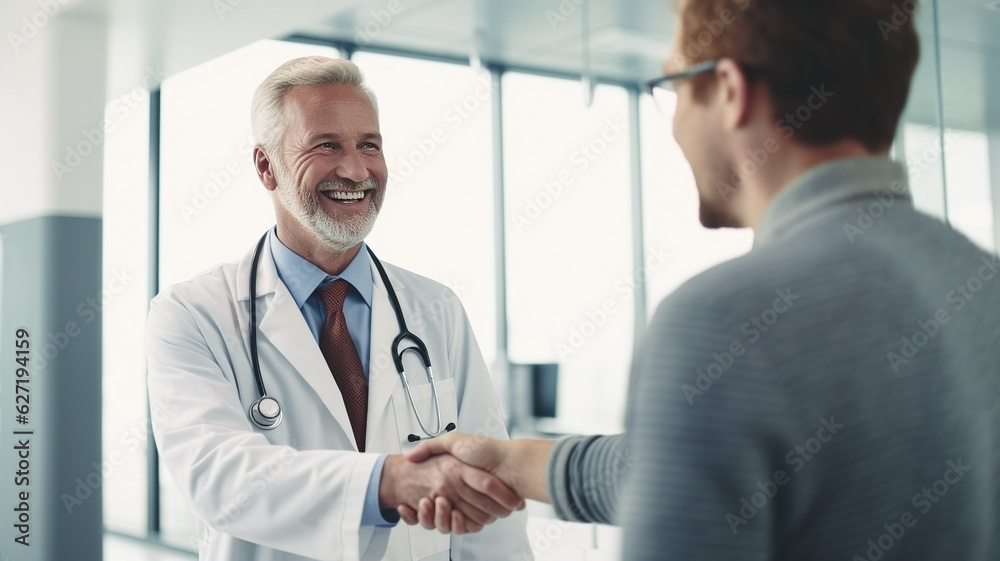 Promising moment of patient-doctor interaction.Handshake of doctor and ...