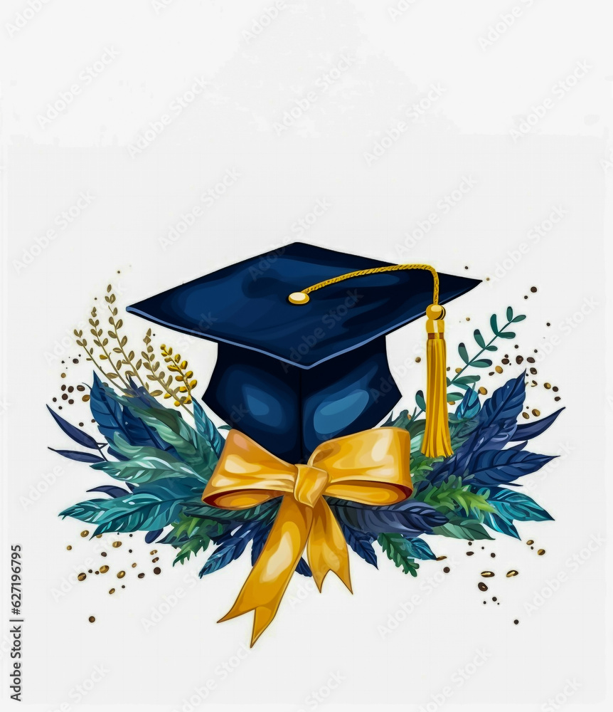 Watercolor painting for university or collage graduation card ...