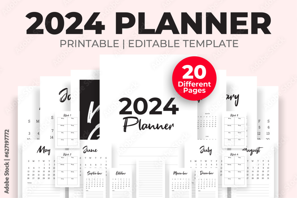 2024 Planner Stock Vector | Adobe Stock