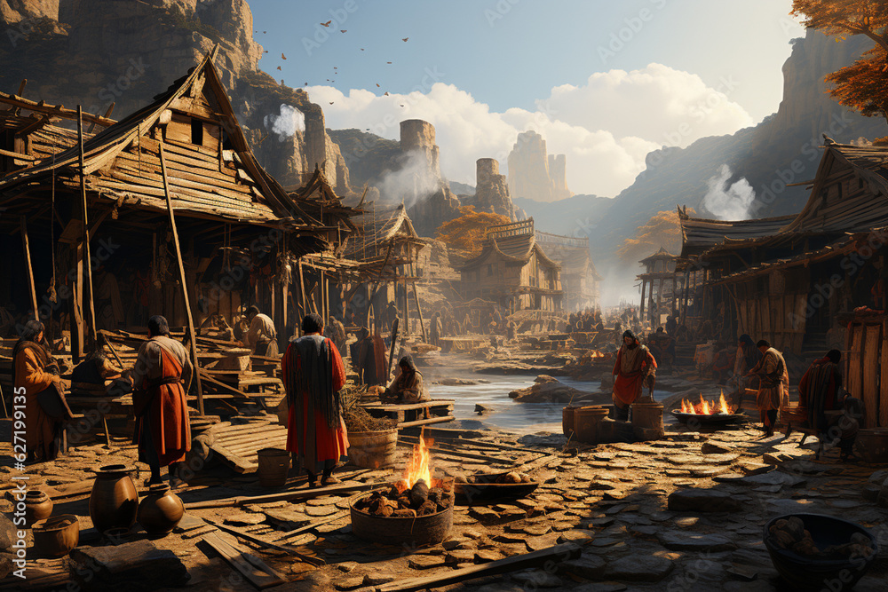 A trending image captures a Stone Age trading scene, with people ...
