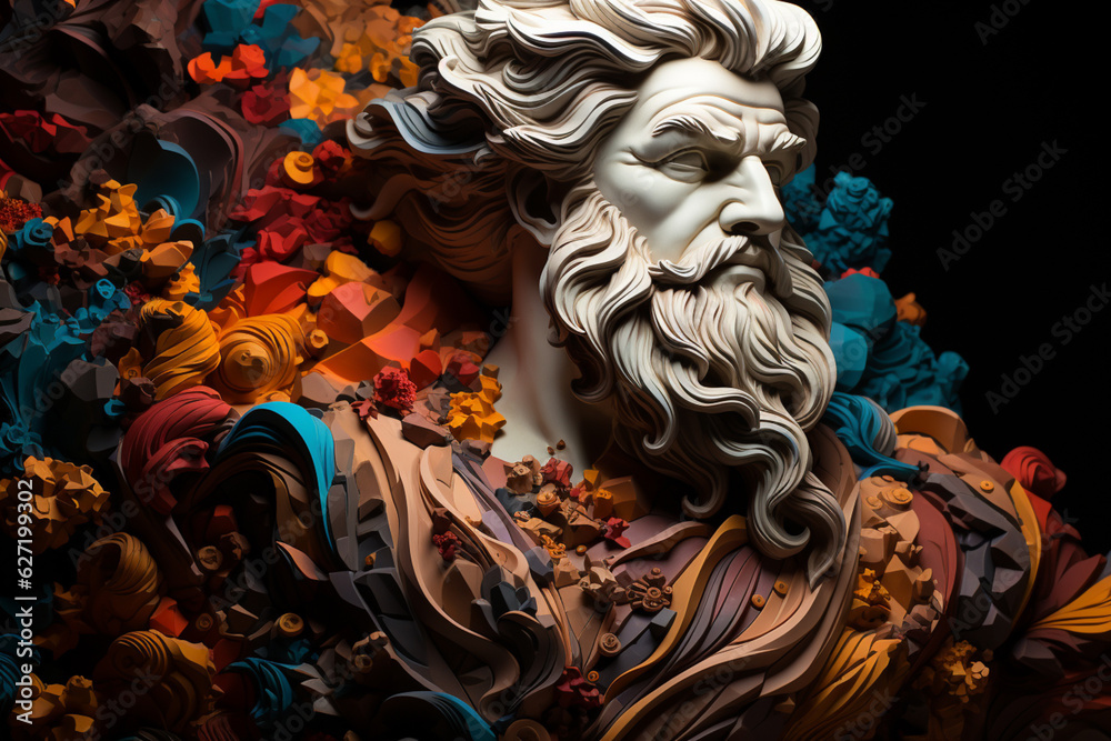 Beautiful abstract geometric sculpture Poseidon - God of the sea ...