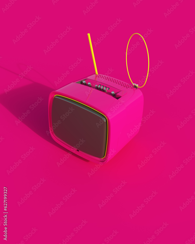 Television set pink vintage nostalgia fluorescent glamorous empowering ...