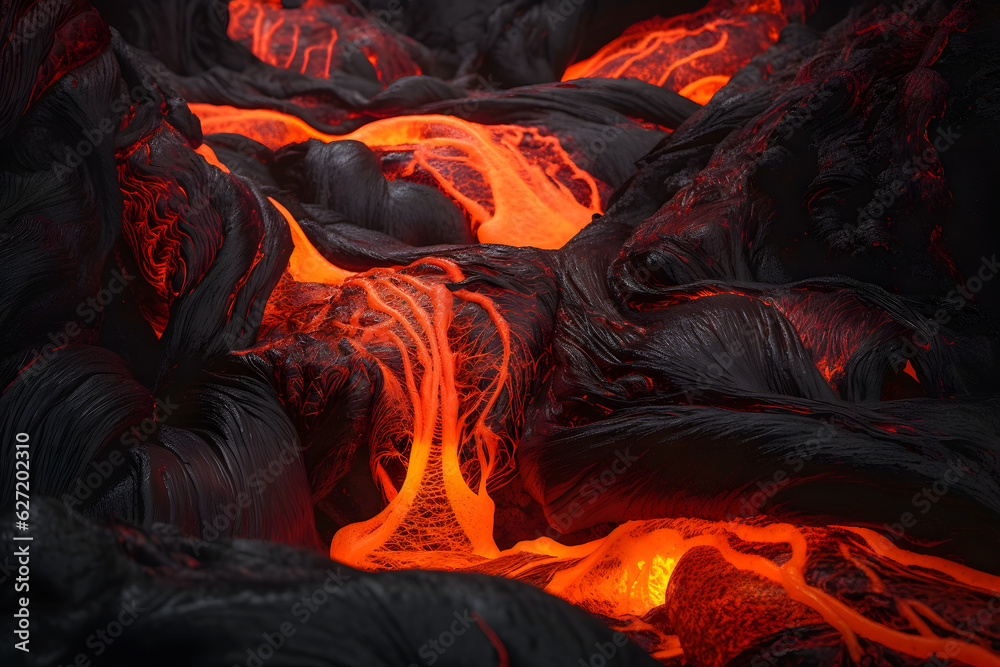 A scene where fire, water, earth, and air converge; a waterfall meets a ...