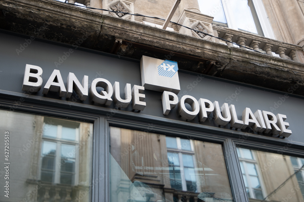 Banque populaire sign logo and text french People Bank brand agency ...