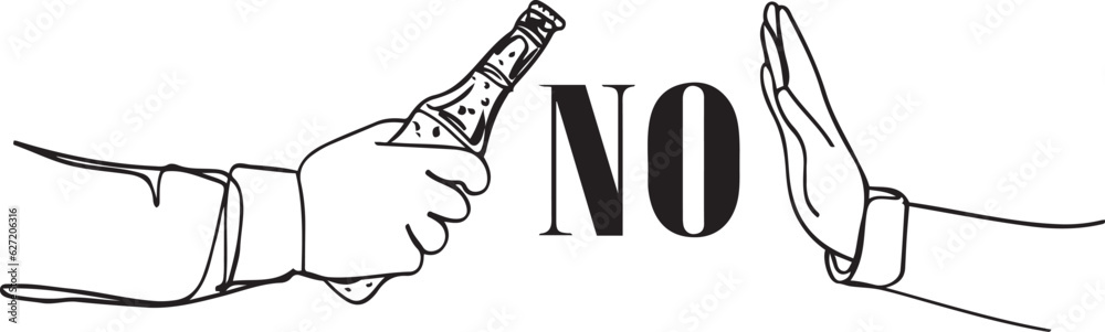 A Continuous Line Cartoon on Saying No to Alcohol "Saying No to Alcohol ...