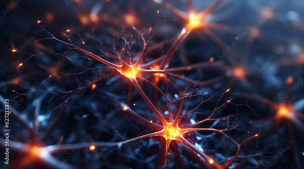 Abstract backgrounds of neurons working inside brain, neuron link ...