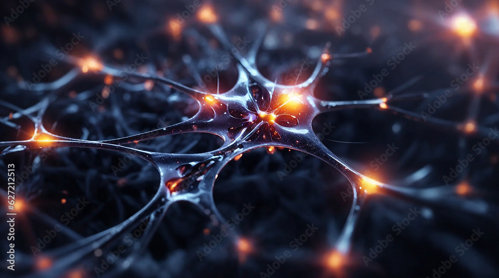 Abstract backgrounds of neurons working inside brain, neuron link ...
