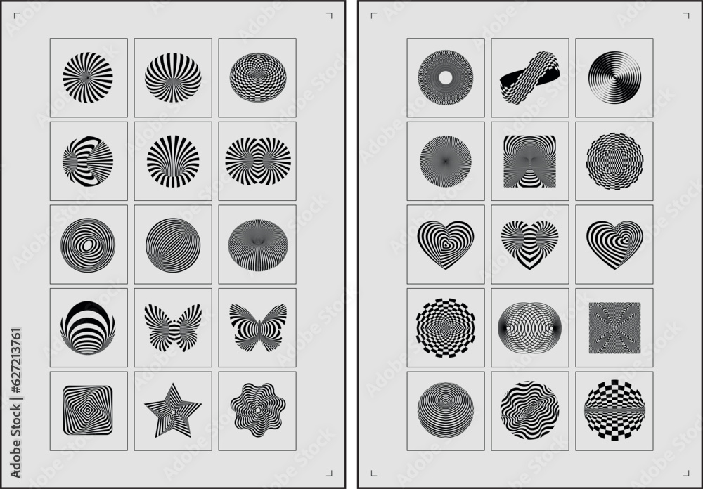 Vector Optical Art Shapes pack graphic ressources for cool design Stock ...