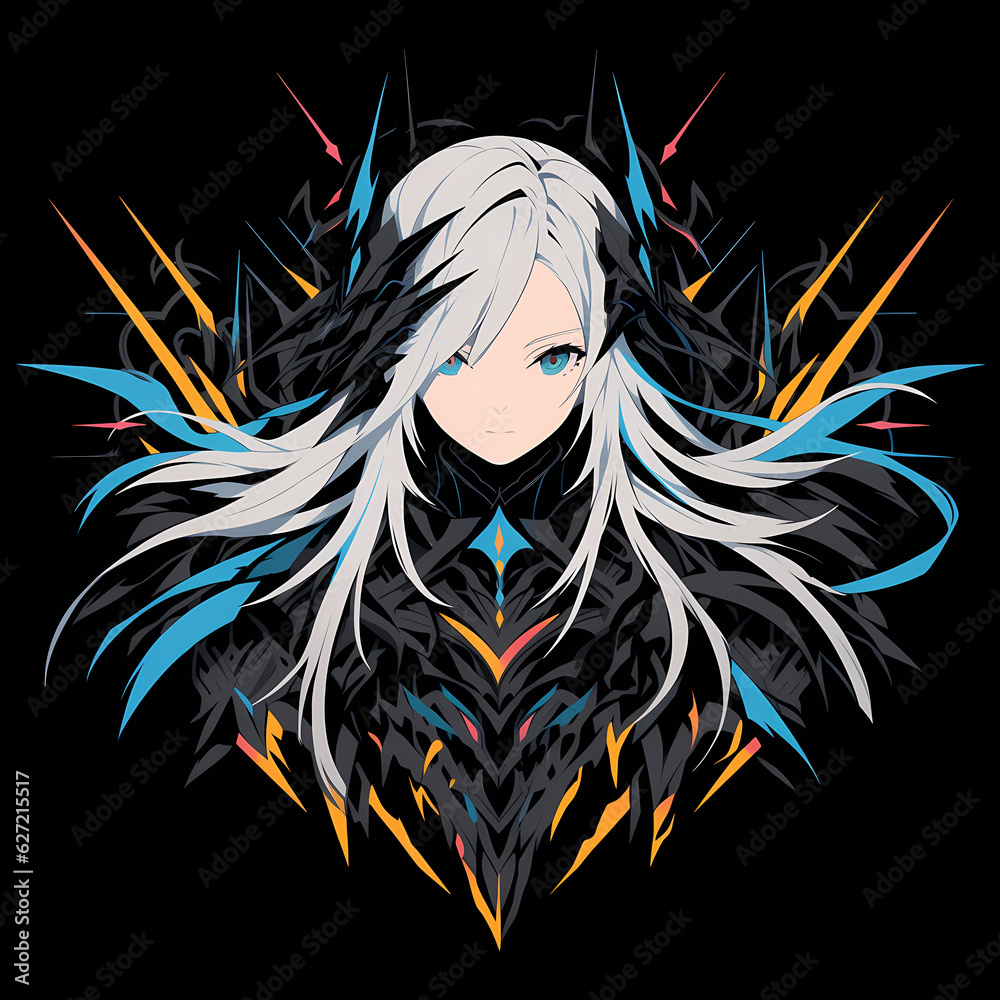 Sketch of a portrait of a woman in anime style. Stylish abstract ...
