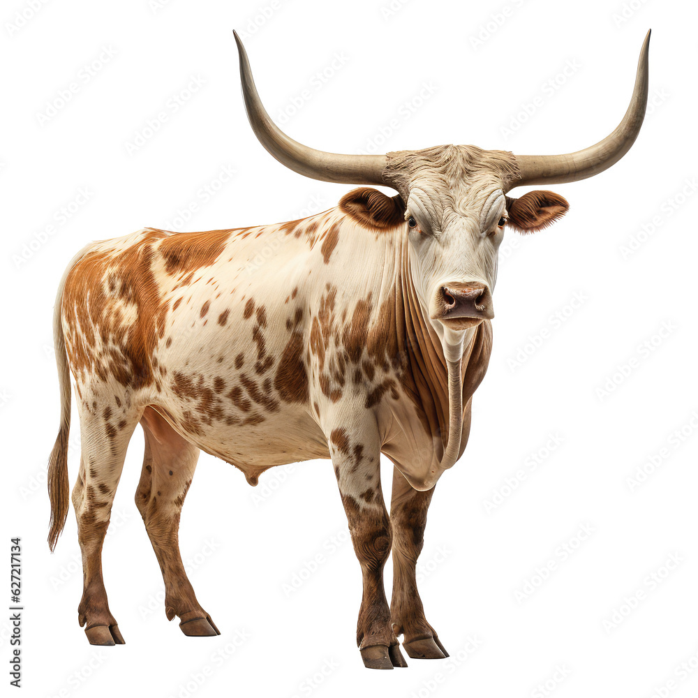 Texas Longhorn cow isolated on transparent background . Generative AI ...
