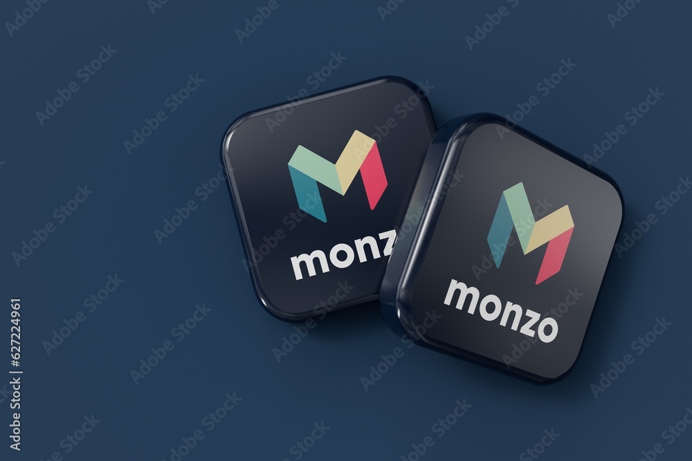 LONDON, UK - July 2023: Monzo bank company logo. 3D Rendering Stock ...