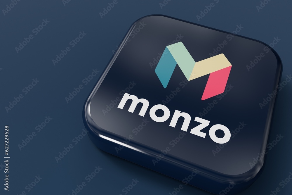 LONDON, UK - July 2023: Monzo bank company logo. 3D Rendering Stock ...