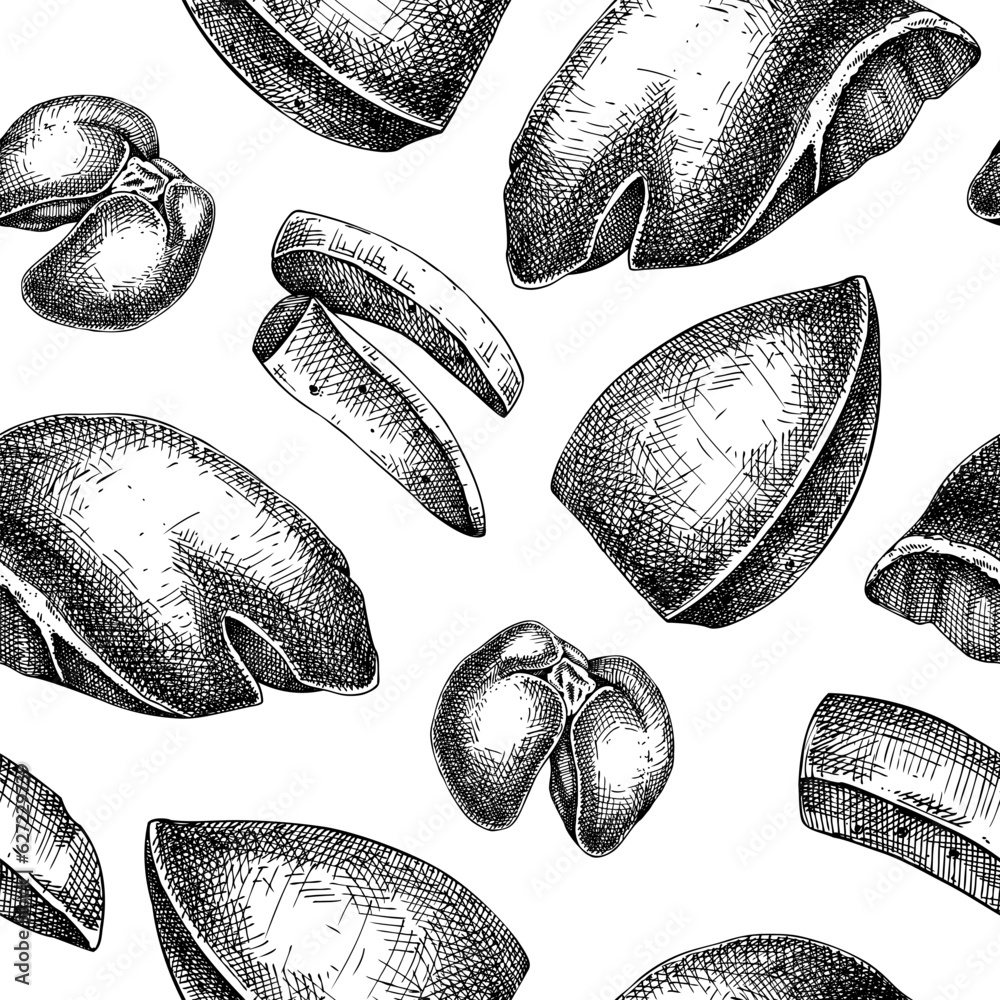 Organ meat pattern. Liver seamless endless background design. Repeating ...