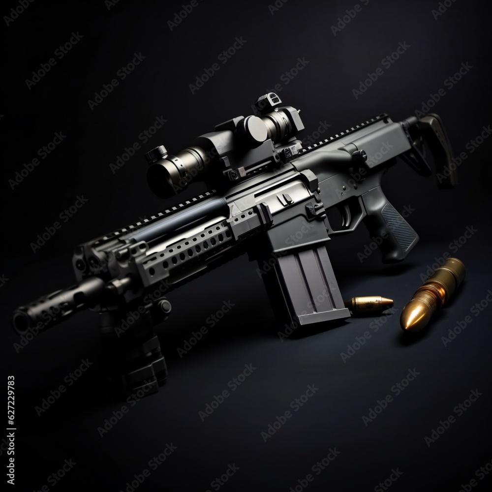 Modern automatic rifle with a silencer and a collimator Stock ...