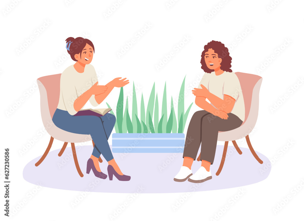 Female listening psychologist listening advices. Emotional support and ...