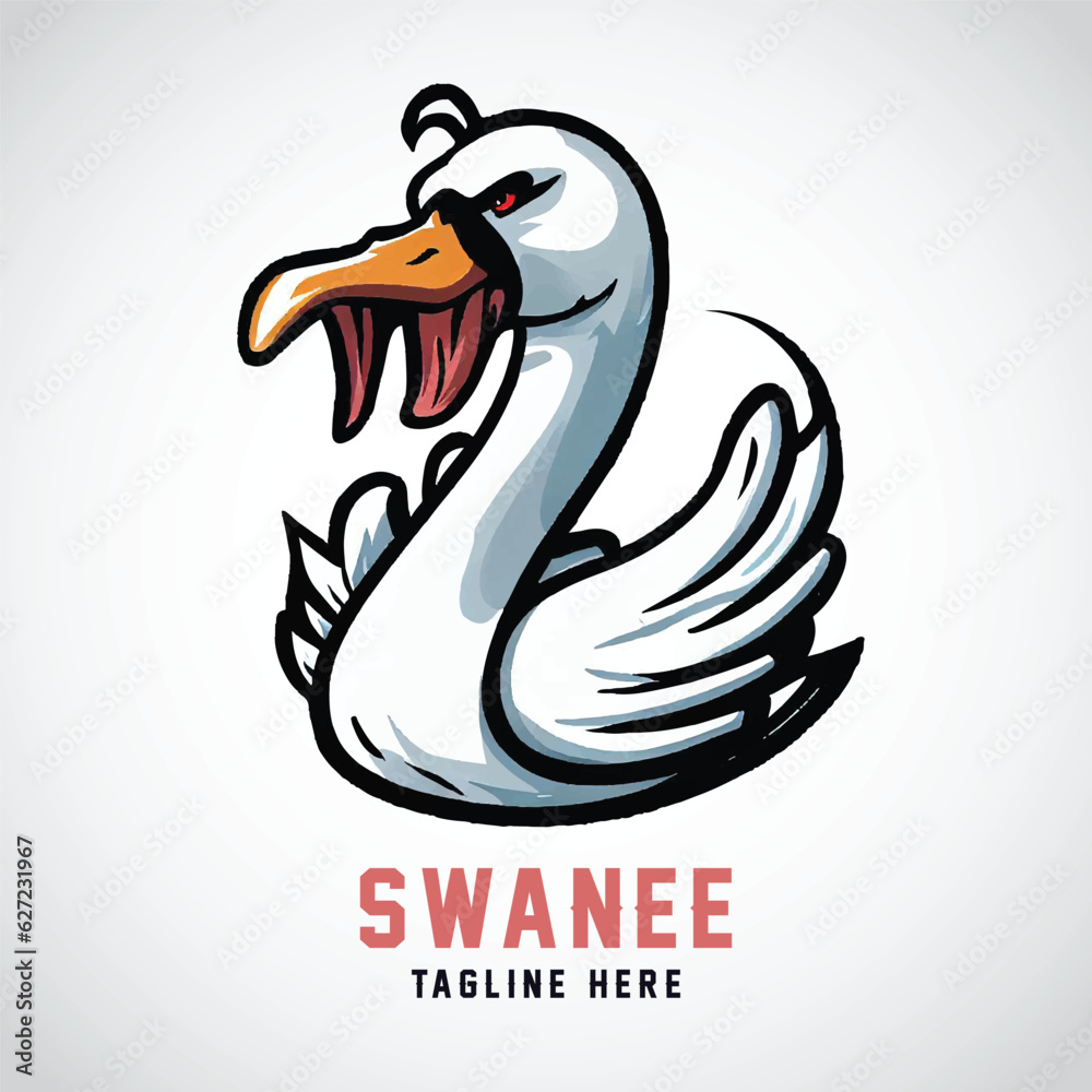 Multipurpose Angry Swan E sports Mascot Logo Design Template. Swan Logo ...
