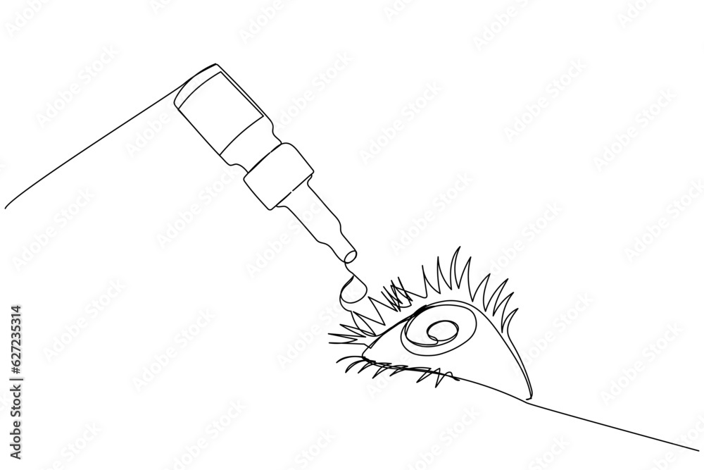 Vetor de Eye drops, drip eye drops, artificial tear one line art ...