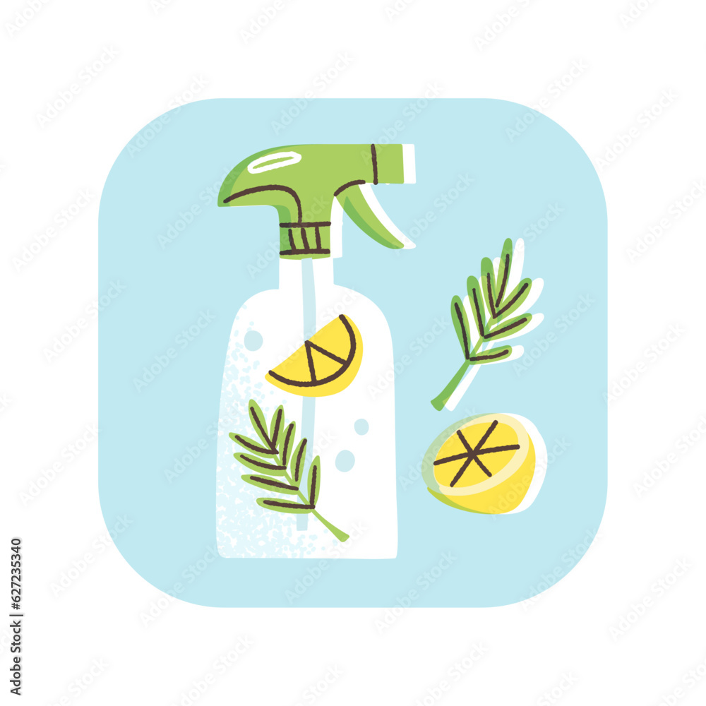 Eco-friendly natural cleanser in a spray bottle. Vector illustration of ...