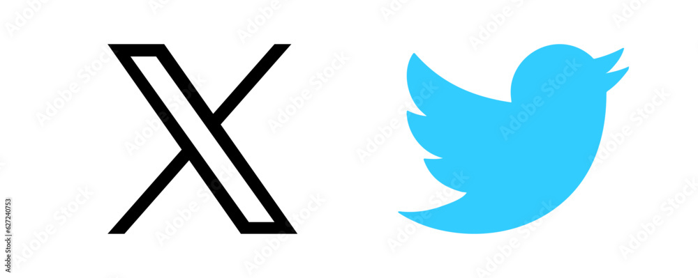 X and Twitter logo. New Twitter logo. Isolated on white background ...