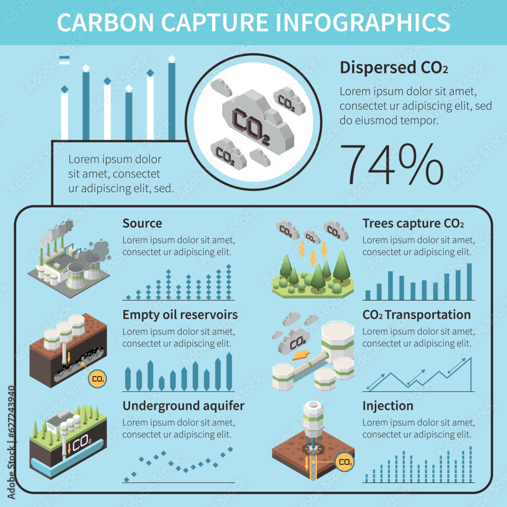 Carbon Capture Storage Infographics Stock Vector | Adobe Stock