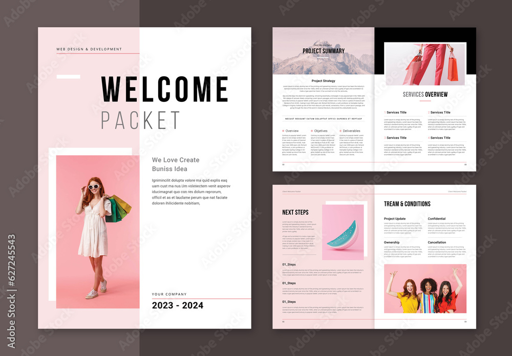 Welcome Packet Magazine Layout Stock Template | Adobe Stock