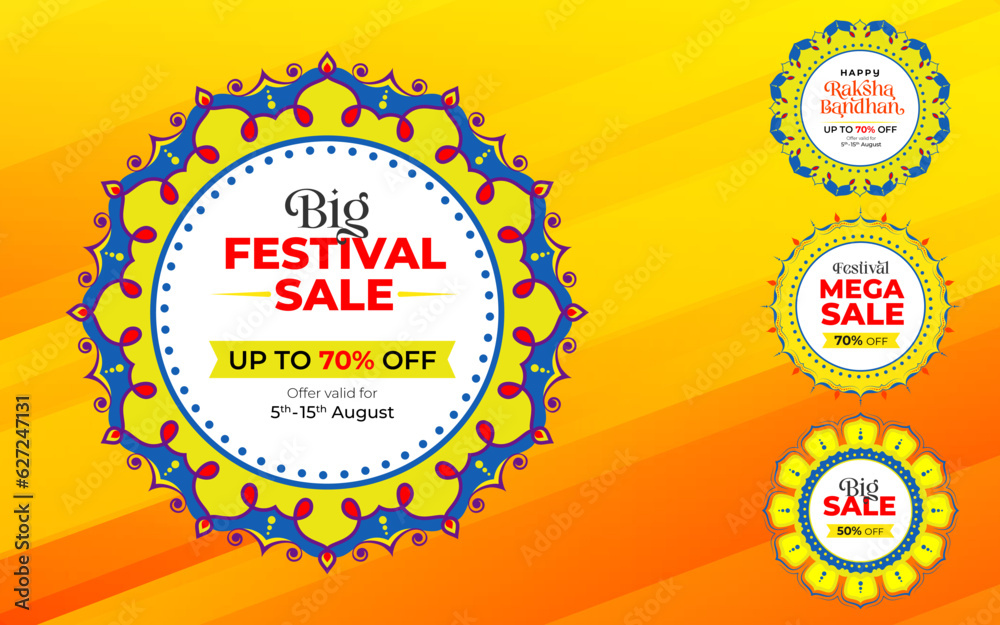 Big sale festival banner design template vector illustration, round ...