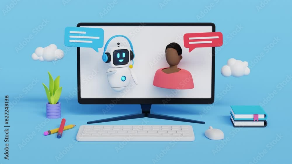 Chatbot robot providing online assistance, Futuristic and realistic ...