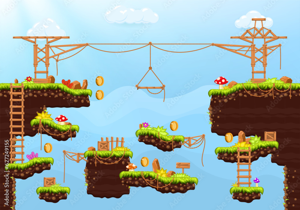 Video game. Elements and objects for computer game. Template for ...