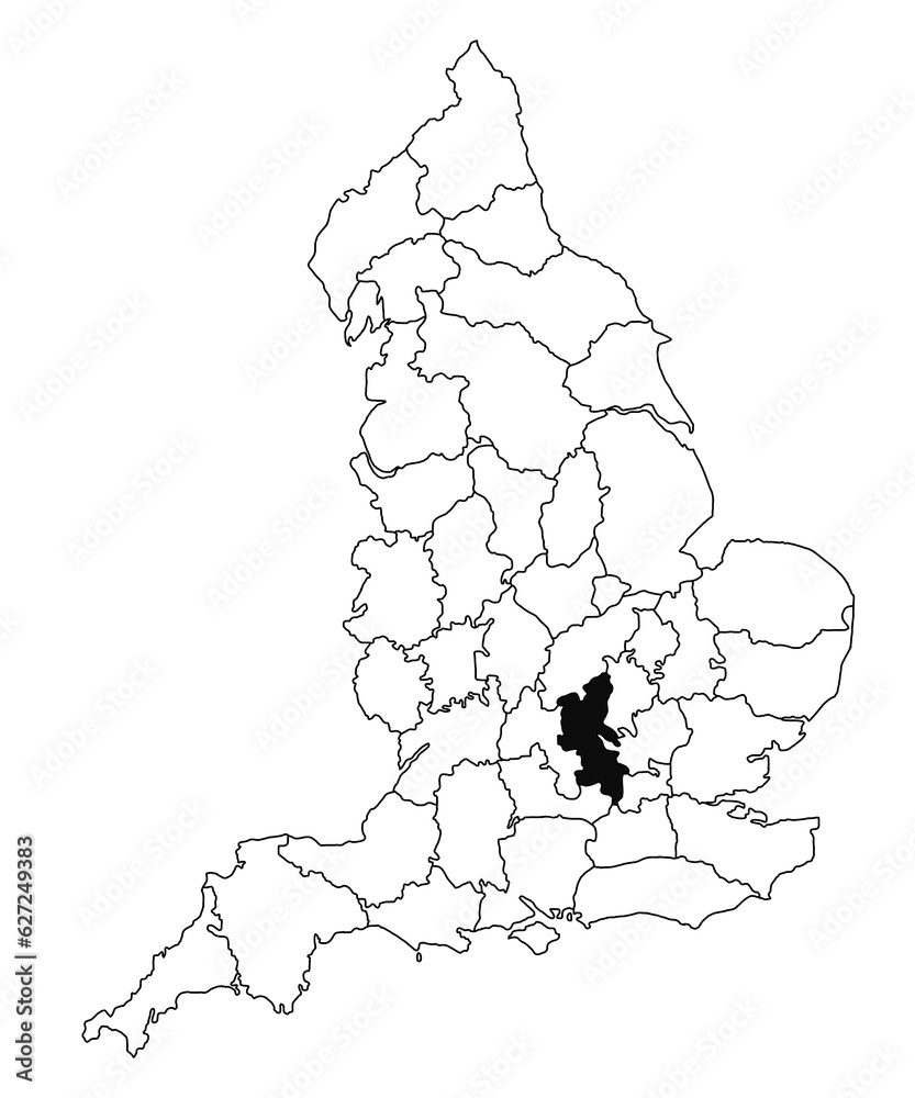 Map of Buckinghamshire County in England on white background. single ...