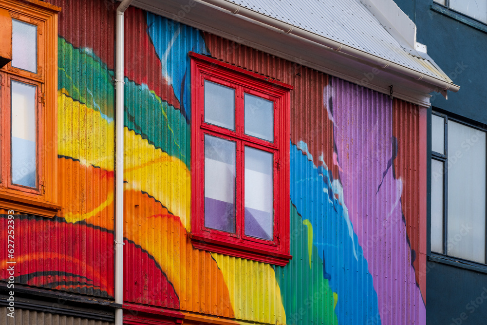 Facade of a queer bar and club in reykjavik in iceland in summer, Kiki ...