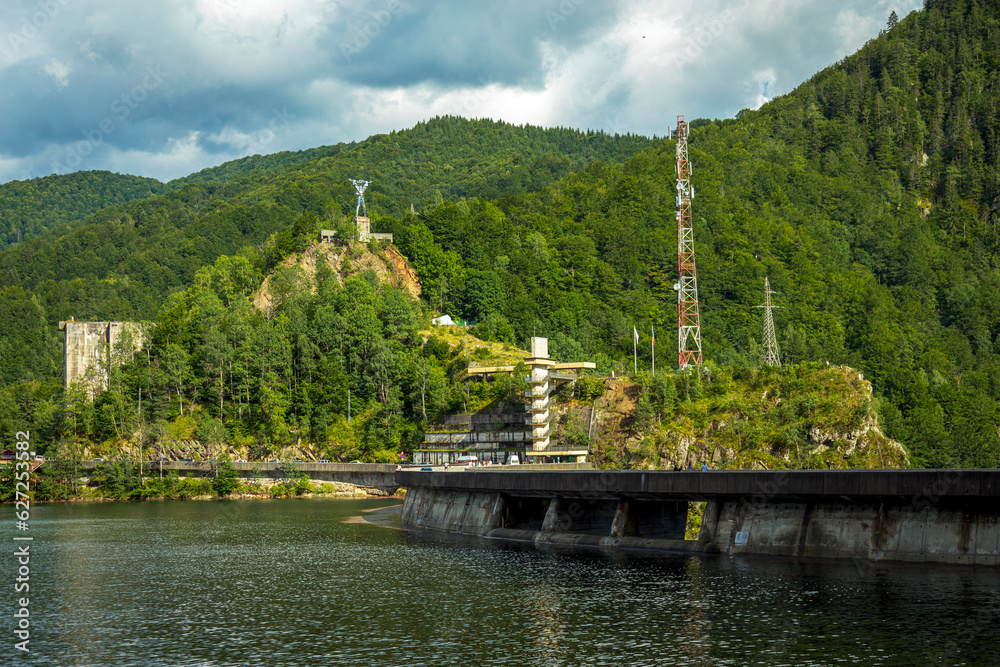 Hydropower construction, waterworks Dam Vidrau on Transfagarasan ...