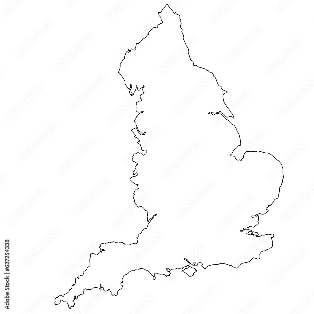 outline England map, line map of Britain Stock Illustration | Adobe Stock