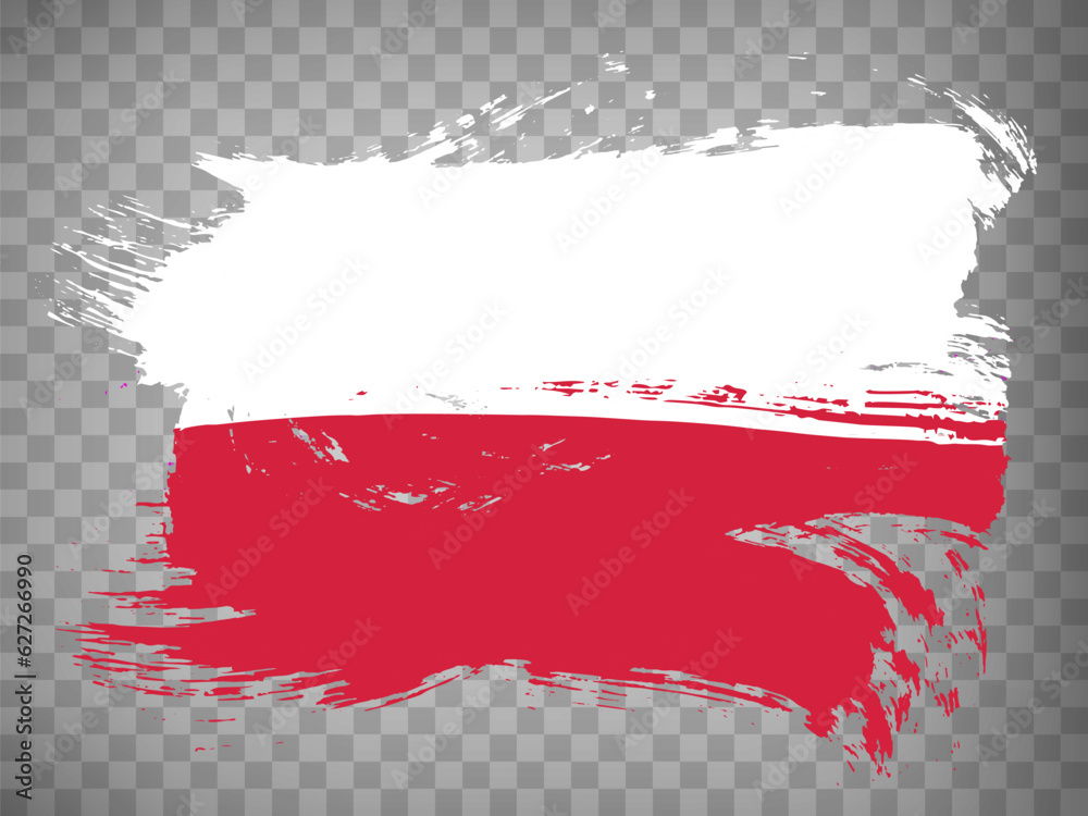 Flag Republic of Poland, brush stroke background. Waving Flag Poland on ...