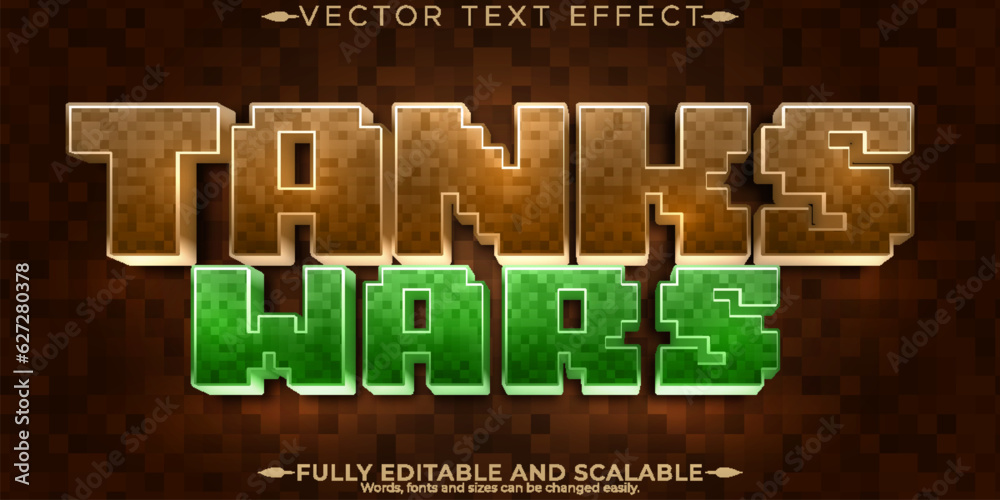 Arcade game text effect, editable 8bit and tank war text style Stock ...