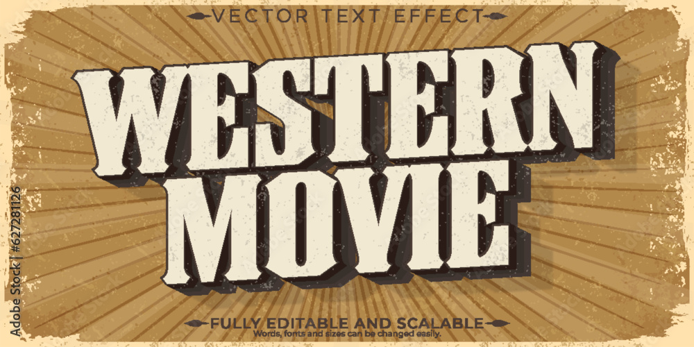 Cowboy text effect, editable western and vintage text style Stock ...