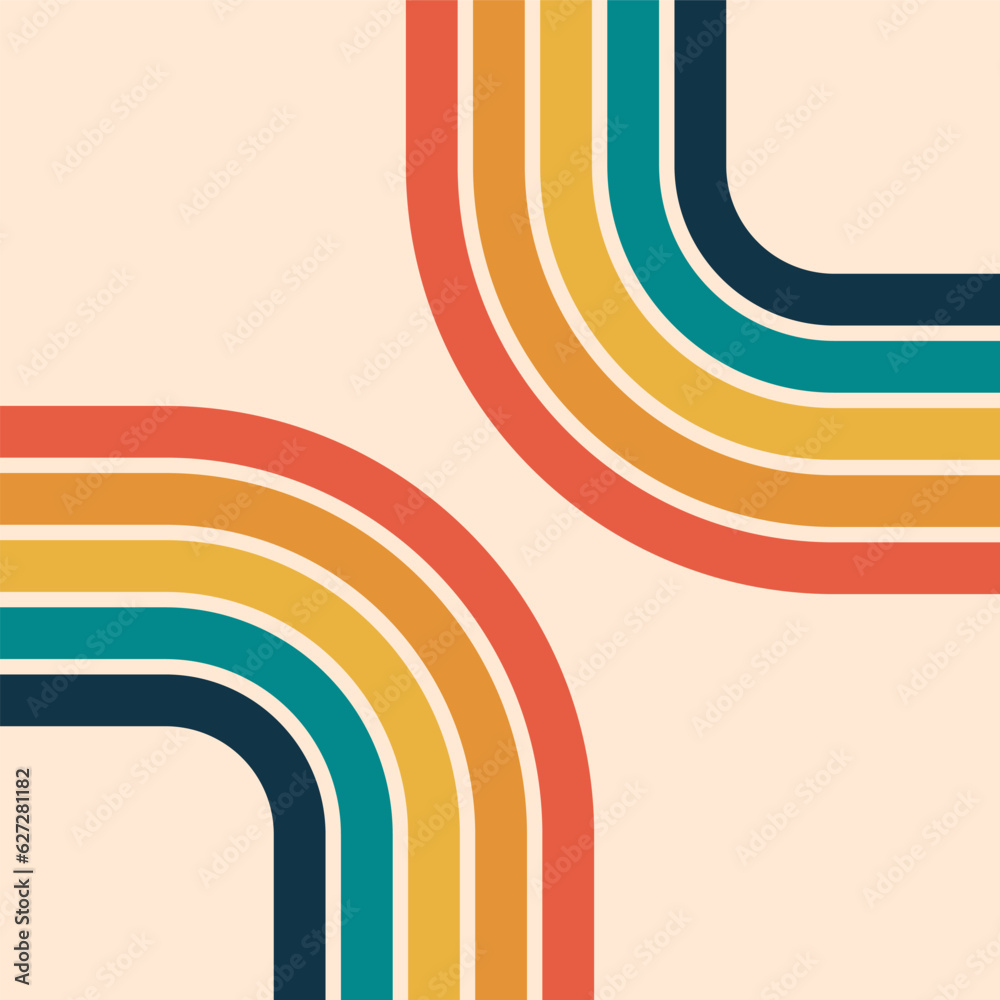 70s retro stripes background. Vintage backdrop with colorful lines ...