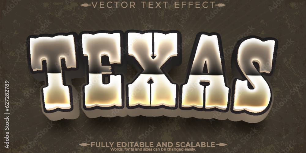 Cowboy text effect, editable texas and wild west text style Stock ...